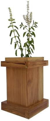 Wisekrafter Teakwood Tulasi Vrindavan for Home,Wooden Tulsi Planter ...