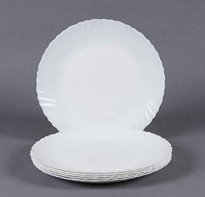 PKMSHO Classique Collection, Opal Glass Quarter Plate Plain White Half ...