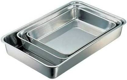 A S Enterprises Stainless Steel 3 Piece Combo Set deep Tray for Sweet ...