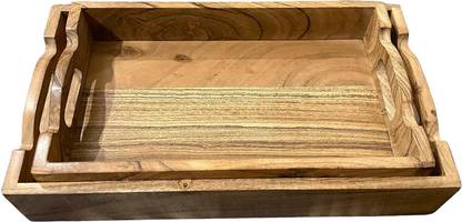 Kesha Spree Acacia Wood Serving Trays Set of 2 Tray Price in India ...
