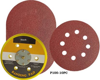 DUMDAAR 5inch Orbital Sanding pad Valcro disc with P100 Sand paper 10pc ...