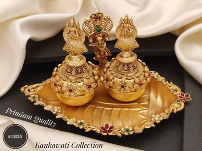 Twinflo Brass kankavati Haldi-Kunku Karand/Kankavati/Kumkum Pooja Thal ...