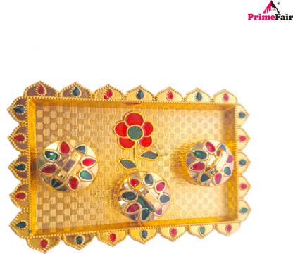 PRIMEFAIR Kumkum Haldi Dabbi with Lid Thali Set, Plastic Kankavati for ...