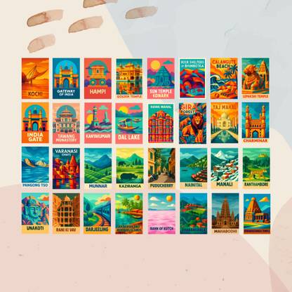 32 Tourist Places Posters Set | Indian Monuments Set Paper Print ...