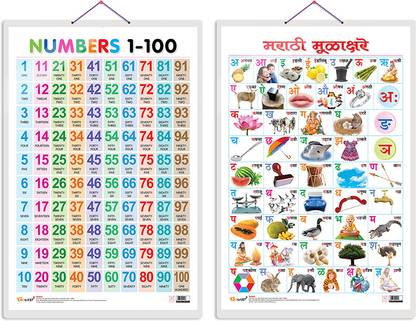 Set of 2 Numbers 1-100 and Marathi Varnamala?(Marathi) Early Learning ...