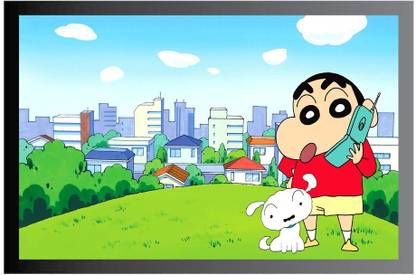 Shin Chan Frame Poster For Room Synthetic Wood Gloss Lamination F6 ...