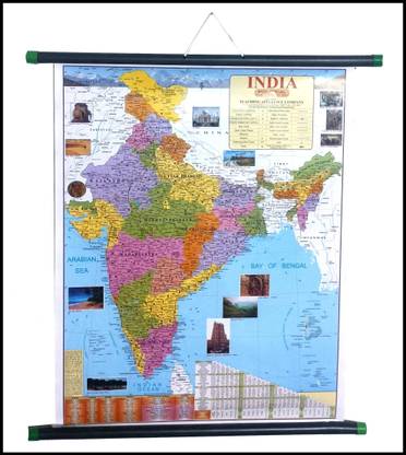 Wall hanging chart of ' India Political ' small map chart for students ...