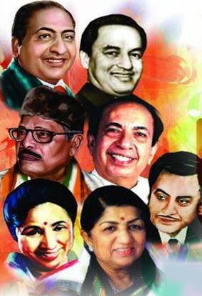 Poster The Legend Bollywood Singer Kishore Lata Asha Rafi sl-13836 ...