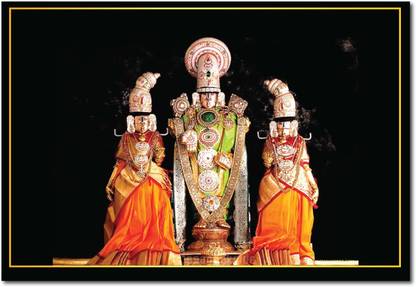 Lord Venkateshwara with Goddess Sridevi Bhudevi Wall Poster A3 Fine Art ...