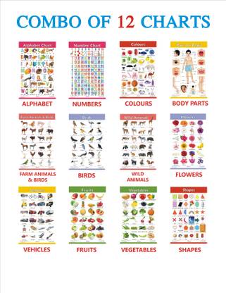 Early Learning Educational Charts Set for Kids | Set of 12 Titles ...