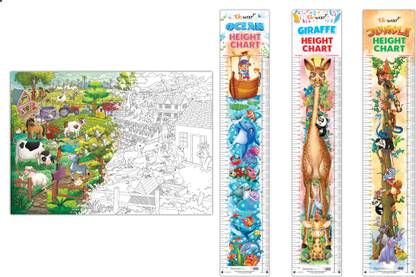 GIANT AT THE FARM COLOURING POSTER, JUNGLE HEIGHT CHART, GIRAFFE HEIGHT ...