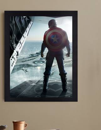 Captain America Modern Wall Art Framed Poster Paper Print - Movies ...