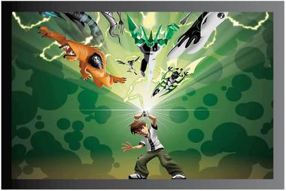 Ben 10 Poster with Frame Gloss Lamination M36 Paper Print - Animation ...