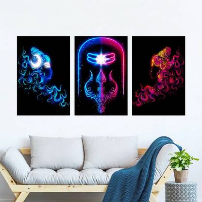 Lord Shiva Poster, Shiv Linga Poster, Goddess Parvati Poster (Set of 3 ...