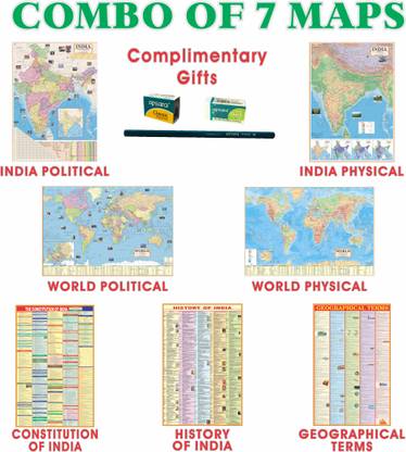 India & World Map (Both Political & Physical) with Constitution of ...