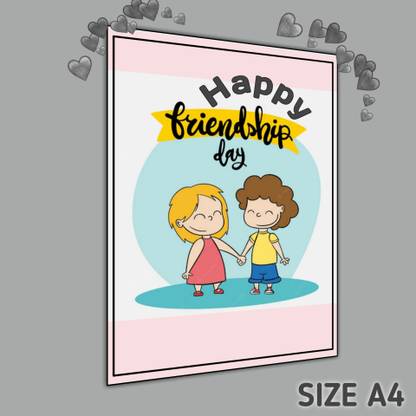 TWO FRIENDS CARTOON FRIENDSHIP DAY A4 STICKER WALL POSTER Paper Print ...