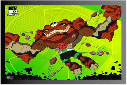Ben 10 Poster with Frame Gloss Lamination M2 Paper Print - Animation ...