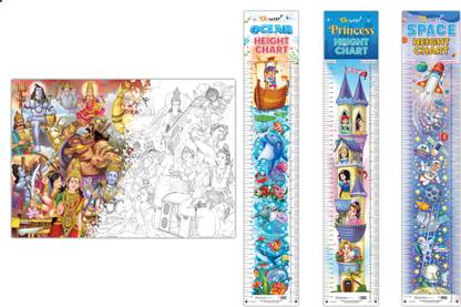 GIANT INDIAN MYTHOLOGY COLOURING POSTER, PRINCESS HEIGHT CHART, OCEAN ...
