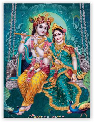 Hindu Goddess Radha Rani And Lord Krishna Photo Poster Size “24 X 18 ...