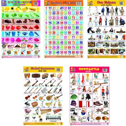 Combo of 5 Learning Charts Colors & Shapes | Musical Instruments ...