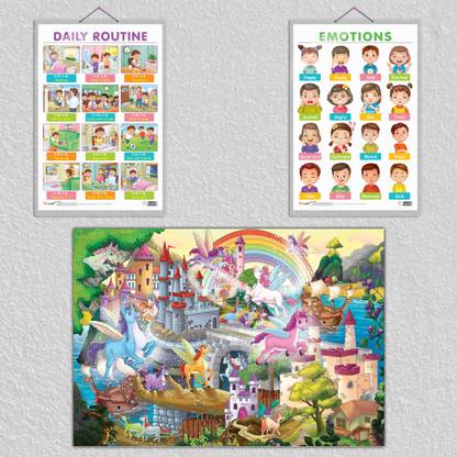 GIANT UNICORN COLOURING POSTER, EMOTIONS chart, and DAILY ROUTINE chart ...