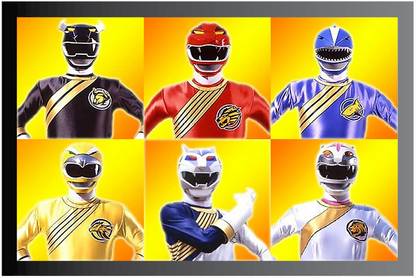 Power Rangers Frame Poster For Room Synthetic Wood Gloss Lamination F8 ...