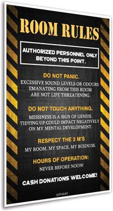 Poster-Room Rules Funky Quotes Funny Posters for Room Door Home Paper ...