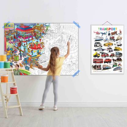 Transport Chart and GIANT AT THE MALL COLOURING POSTER | SET OF 1 CHART ...