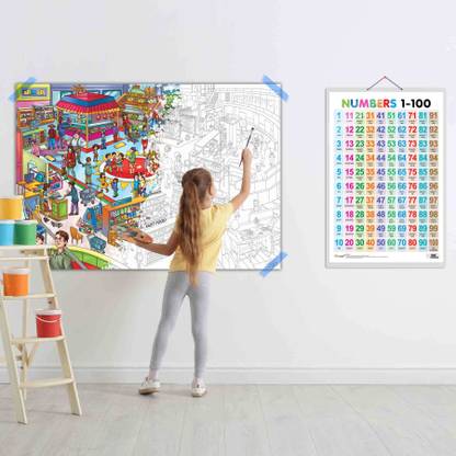 Numbers 1-100 Chart and GIANT AT THE MALL COLOURING POSTER | SET OF 1 ...