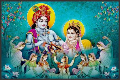 Lord Shri Radhe Krishna Poster for Room Paper Print - Religious posters ...