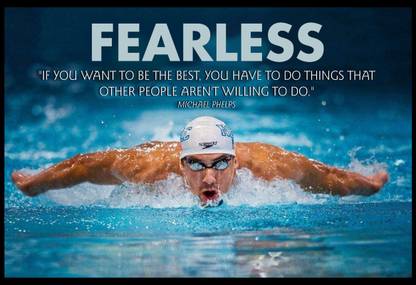 Poster Michael Phelps Motivational Fearless sl-13321 (LARGE Poster, 36x24 Inches, Banner Media ...
