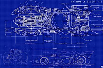 Batman Batmobile Blueprint Poster 18 x 12 inch 300 GSM Paper Print ...