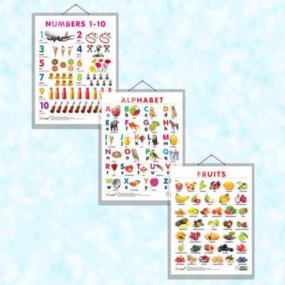ALPHABET CHART HARD LAMINATED, FRUITS CHART HARD LAMINATED, and NUMBER ...