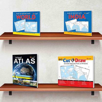 BOOK OF OUTLINE MAPS India, BOOK OF OUTLINE MAPS WORLD, BIG CUT & DRAW ...