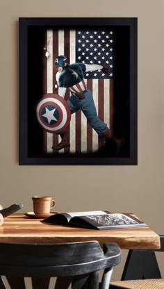 Captain America Modern Wall Art Framed Poster Paper Print - Movies ...