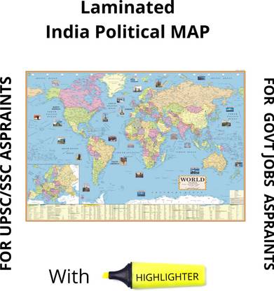 Laminated World Political Map Political WITH HIGHLIGHTER Photographic ...