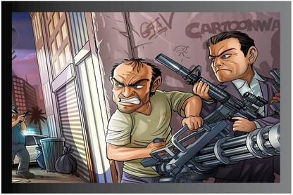 GTA Game Frame Poster For Room Synthetic Wood Gloss Lamination F5 Paper ...