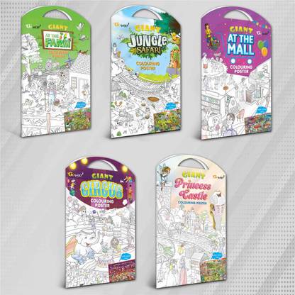 GIANT AT THE FARM COLOURING POSTER, GIANT JUNGLE SAFARI COLOURING ...