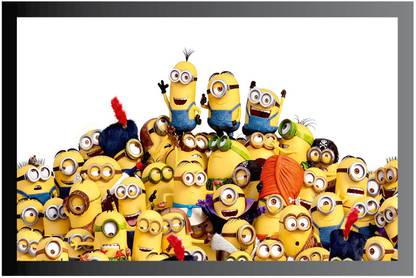 Minions Movie Frame Poster For Room Synthetic Wood Gloss Lamination F32 ...