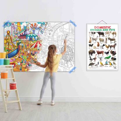 Domestic Animals and Pets and GIANT AMUSEMENT PARK COLOURING POSTER|Set ...