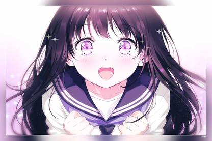 Anime Girls Anime Open Mouth Purple Eyes Face Matte Finish Poster Paper ...