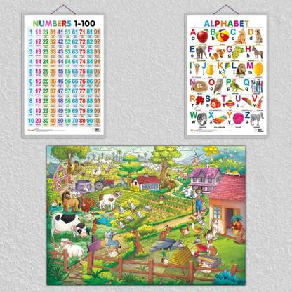 GIANT AT THE FARM COLOURING POSTER, Alphabet and Numbers 1-100| Combos ...