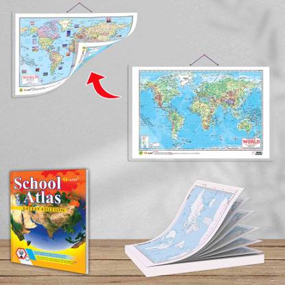 SMALL - 100 WORLD POLITICAL OUTLINE MAP FOR SCHOOL, 2 IN 1 WORLD ...
