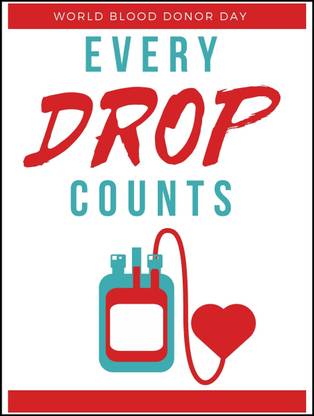 Eworld Blood Donor Day Every Drop Counts Wall Decor Poster KAM19 Fine ...