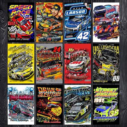 Vintage Racing Car Posters Decal for Indie Room Decor - Retro Race Car ...