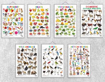 Alphabet, Fruits, Vegetables, Domestic Animals & Pets, Wild Animals ...