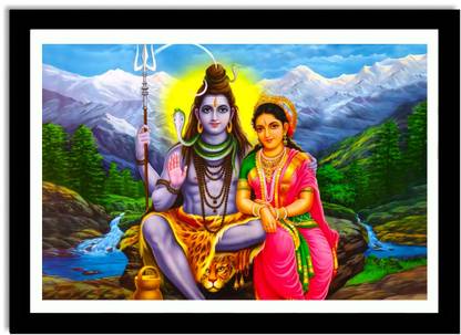 Shiv Parvati Poster for Room,Lord Shiva framed poster Photographic ...