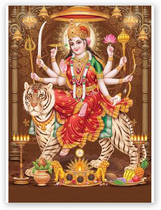 Hindu Goddess Maa Ambe Digital Photo Poster With Uv Textured Size 24 X ...