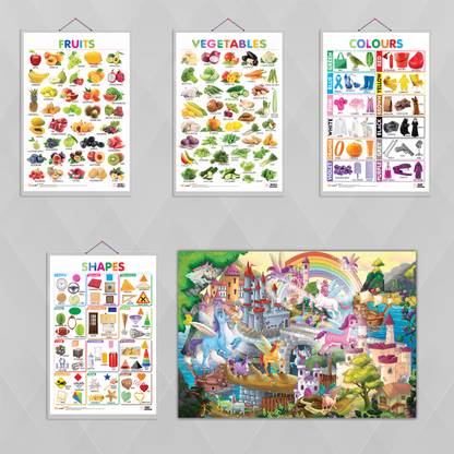 GIANT UNICORN COLOURING POSTER, Fruits, Vegetables, Colours and Shapes ...