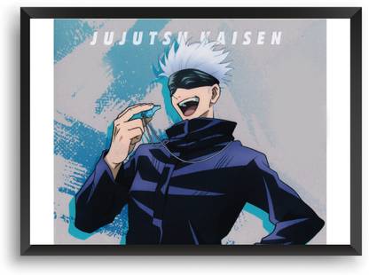 ANIME POSTER FRAME - GOJO SATORU (JUJUTSU KAISEN) - Black Framed Wall ...